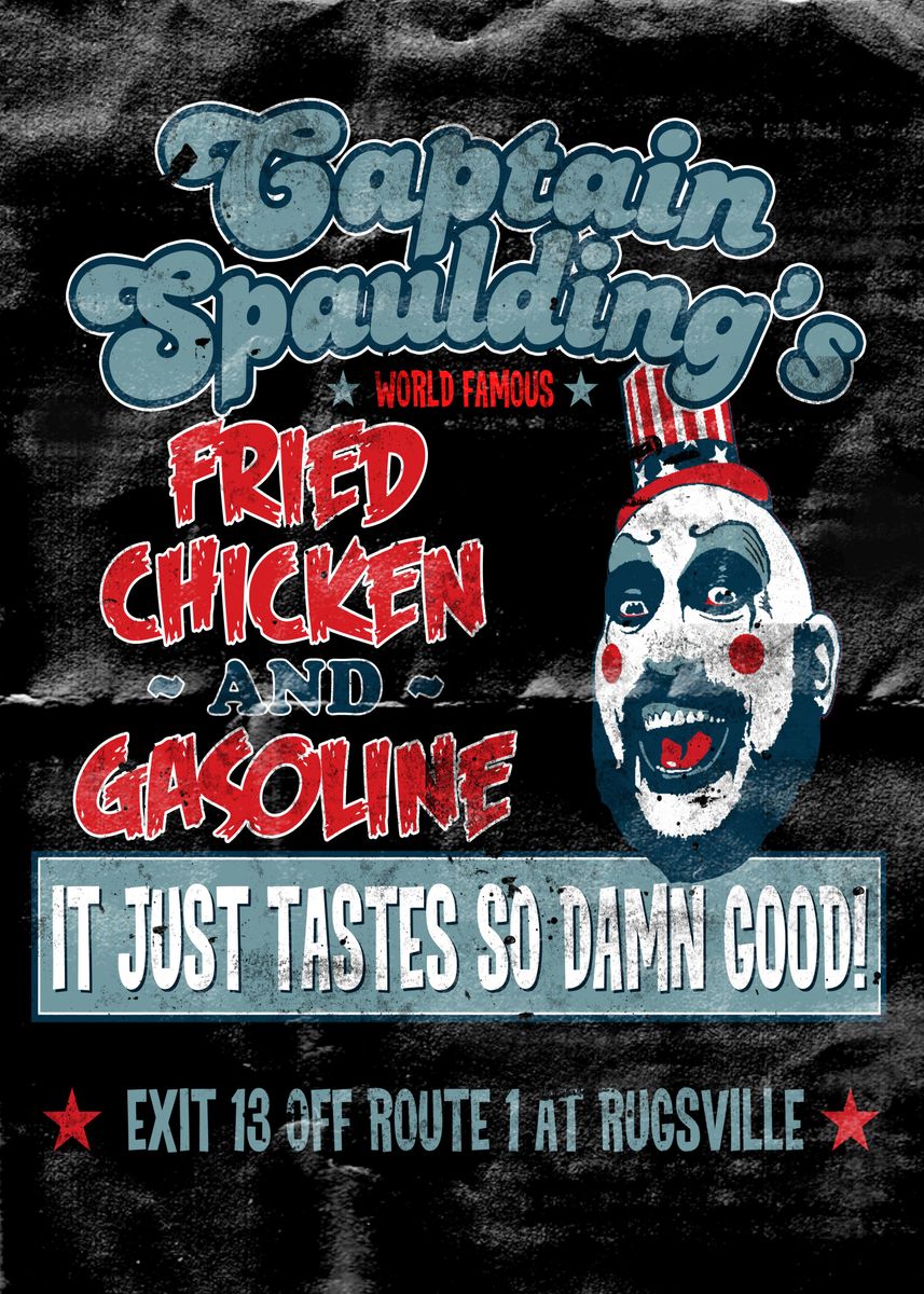 'Captain Spaulding's Fried Chicken' Poster, picture, metal print, paint ...