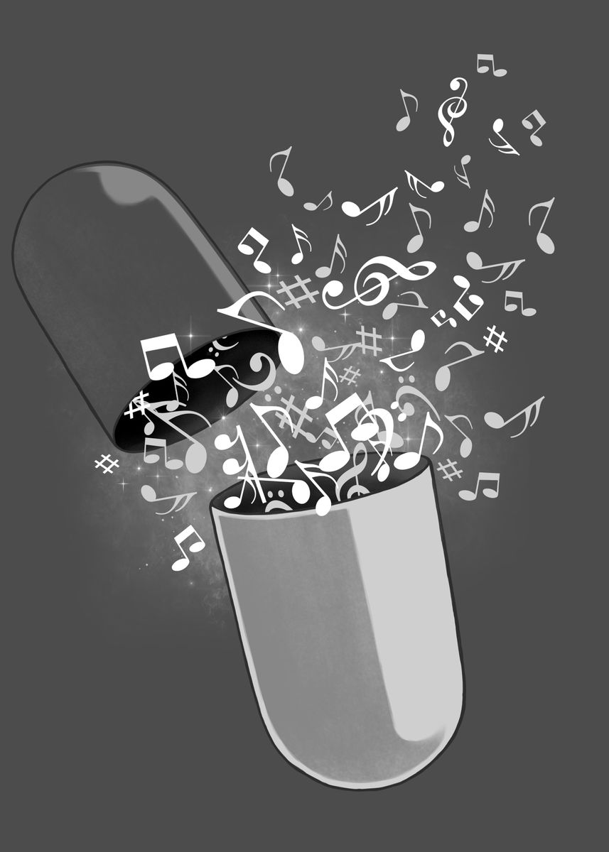 'Music Pill' Poster by Angrymonk | Displate