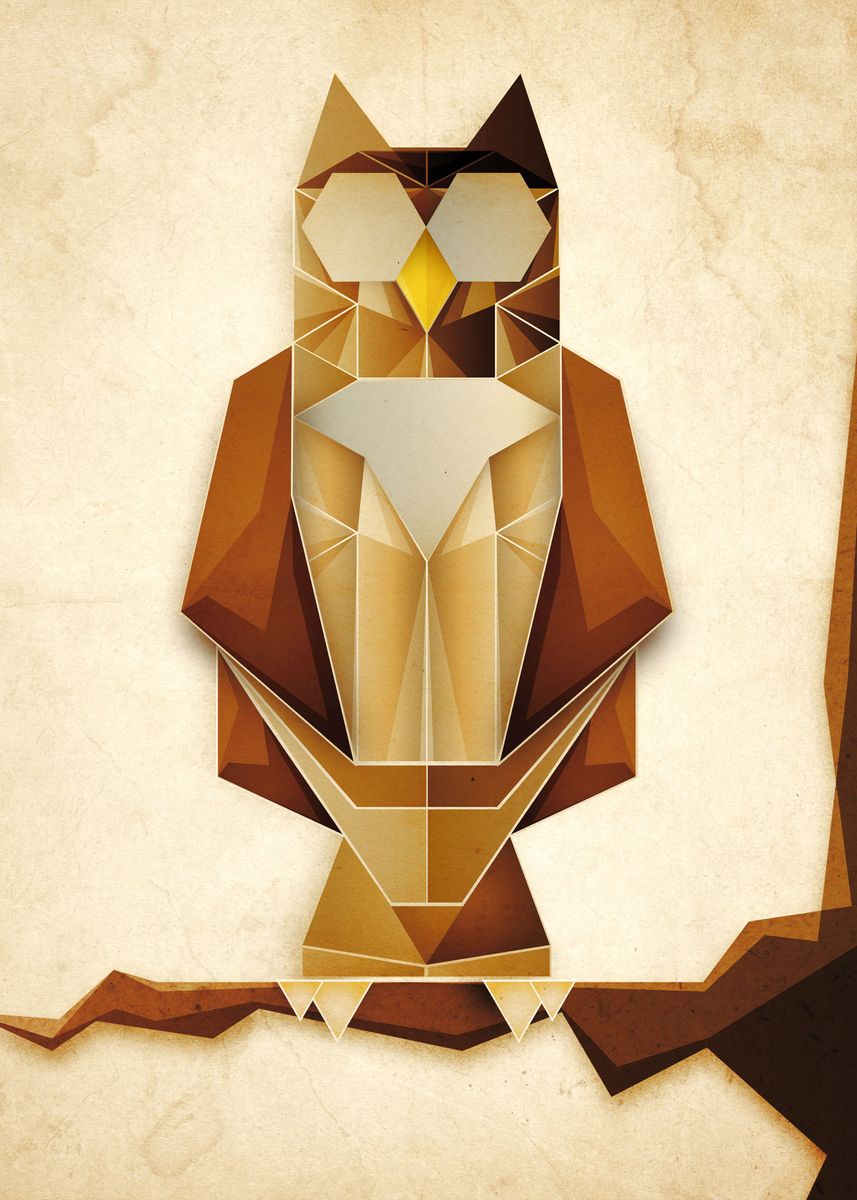 'The Paper Owl is Watching You.' Poster, picture, metal print, paint by ...