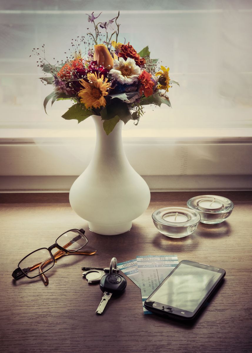 'Still life with daily stuff' Poster, picture, metal print, paint by ...