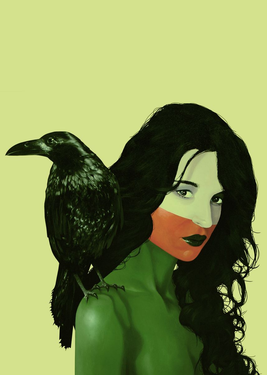 'CROW GIRL' Poster, picture, metal print, paint by Marcus Wild | Displate
