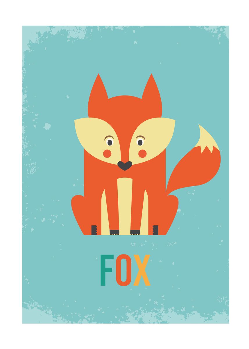 'Retro Fox' Poster, picture, metal print, paint by Petit Griffin | Displate