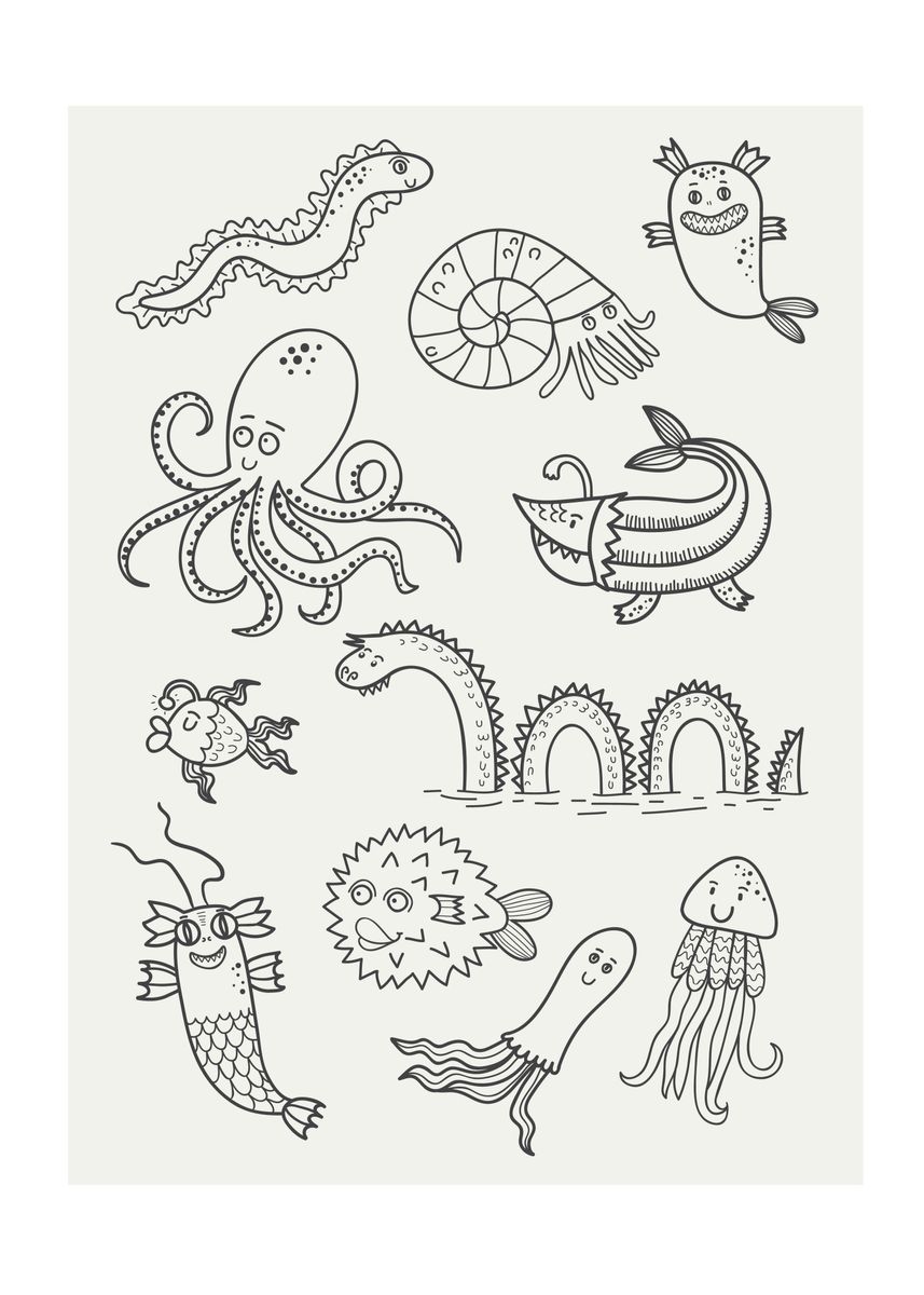 'Happy Sea Monsters' Poster by Petit Griffin | Displate