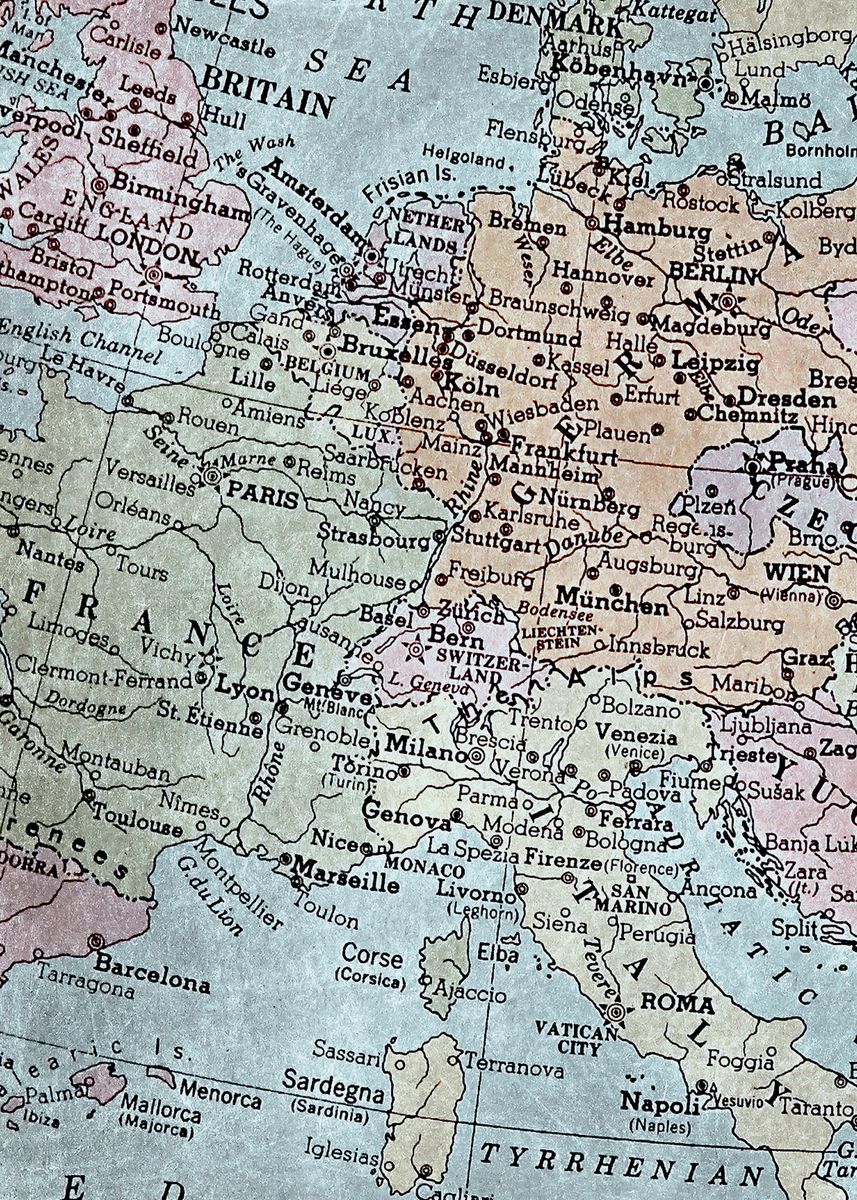 'old map blue' Poster by Linda McMaster | Displate