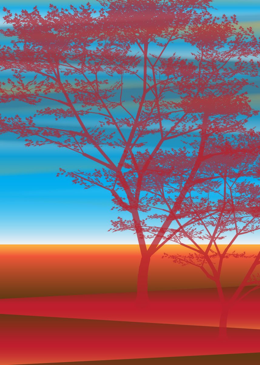 'Red Tree' Poster, picture, metal print, paint by Ramon J Butler ...