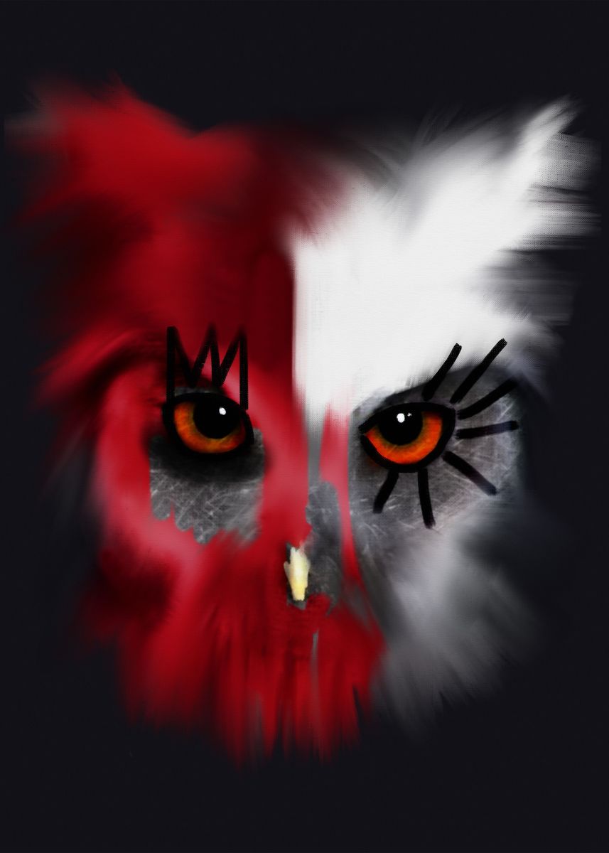 'Red Owl' Poster, picture, metal print, paint by Daniel Malta | Displate