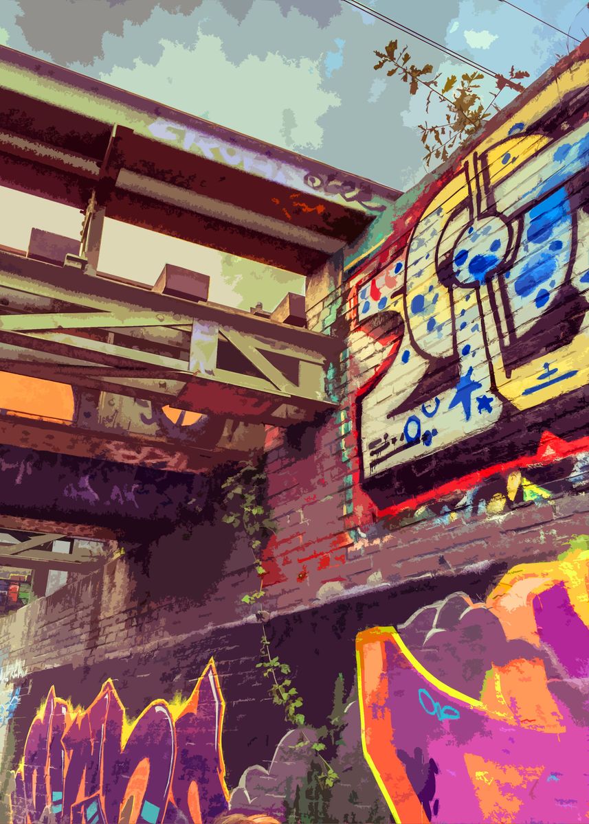 'Graffiti Bridge' Poster, picture, metal print, paint by Thom Bouman ...