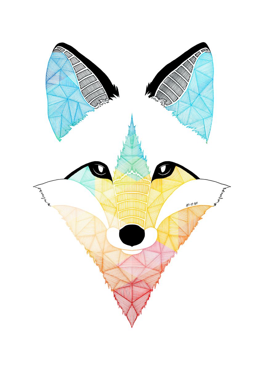 'Multicolor Fox' Poster by Art & Be | Displate