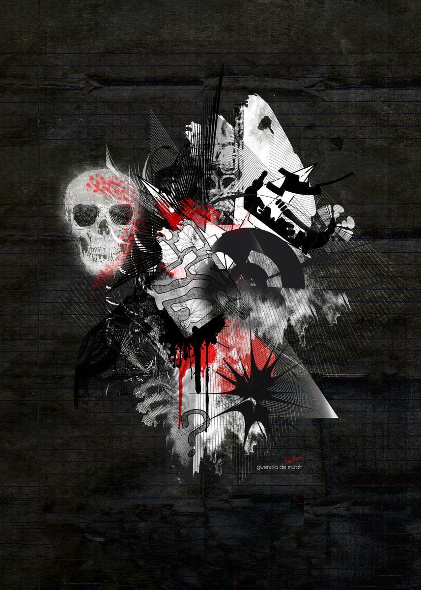'anonymous Red skull' Poster, picture, metal print, paint by gwenola de ...