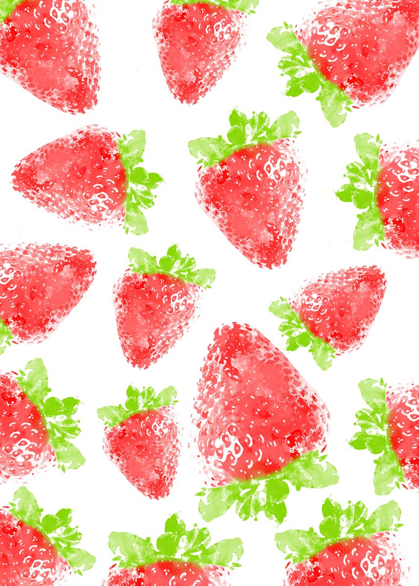 'Strawberry Pattern' Poster, picture, metal print, paint by Rui Faria ...