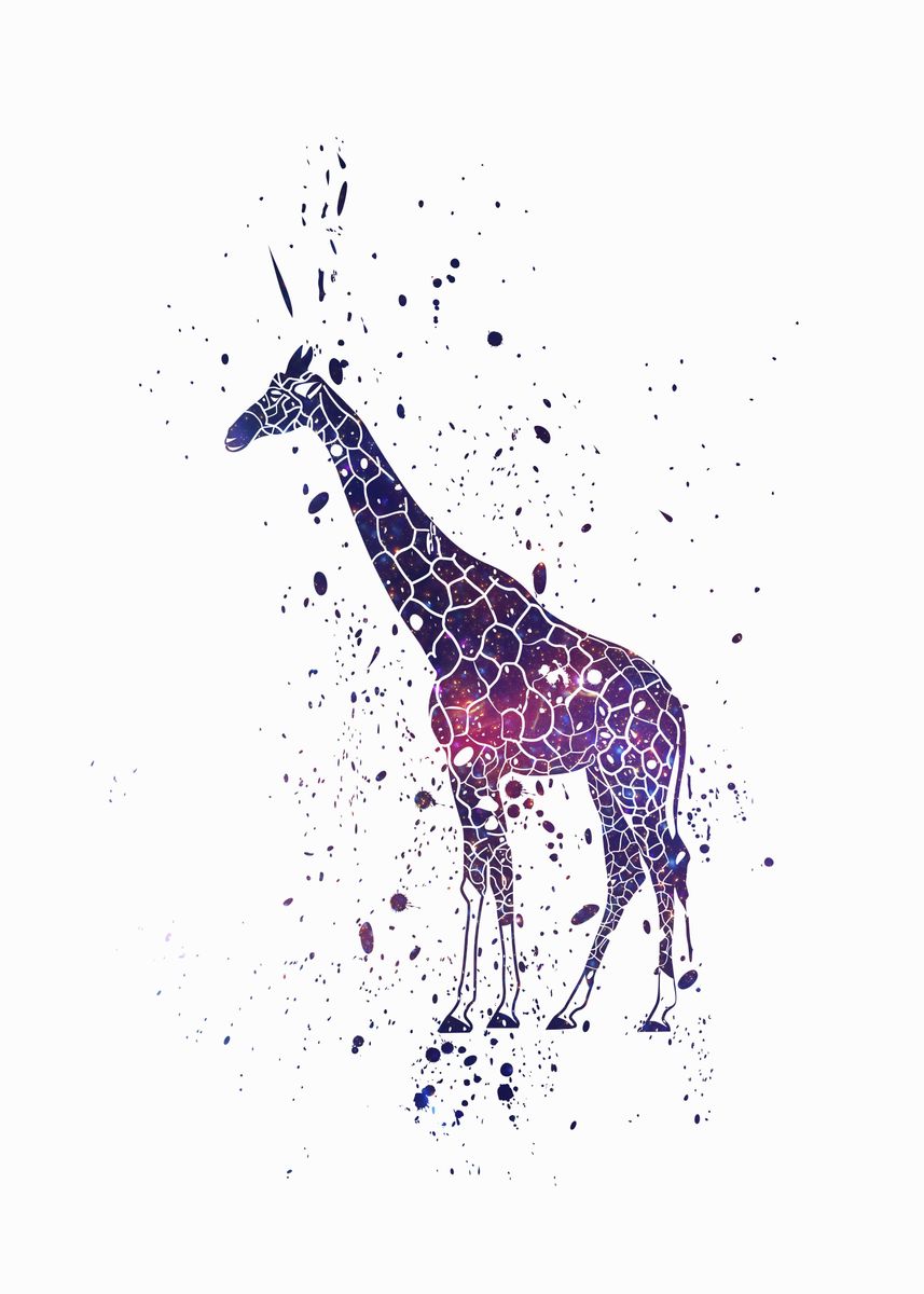 'Giraffe Galaxy Splatter' Poster, picture, metal print, paint by MaNia ...