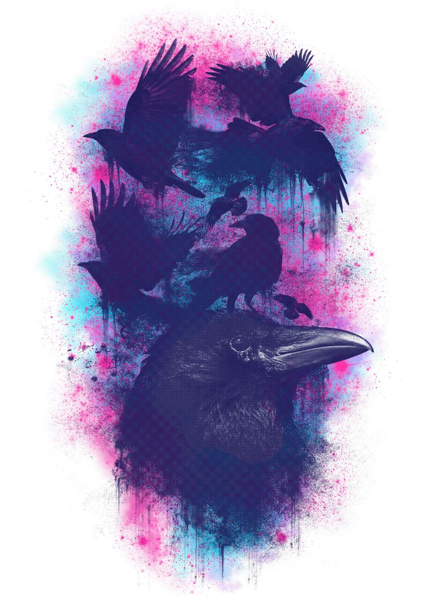 'Family of Ravens' Poster, picture, metal print, paint by Lou Patrick ...