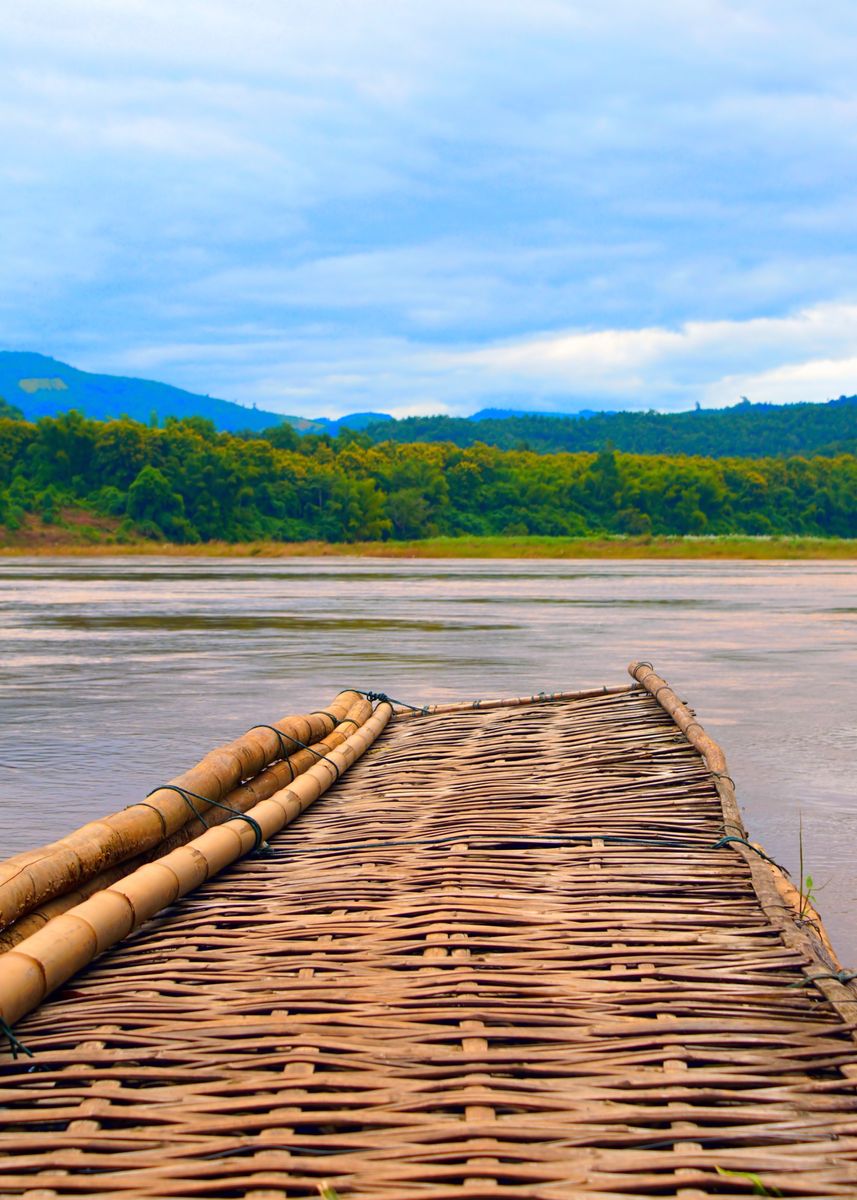'Floating Bamboo Jetty Mekong River' Poster by brian raggatt | Displate