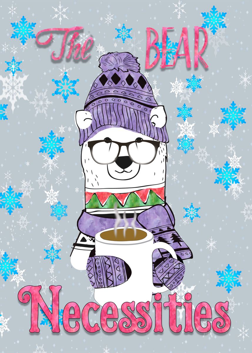 'Illustrated and watercolor polar bear with the essentia ... ' Poster ...