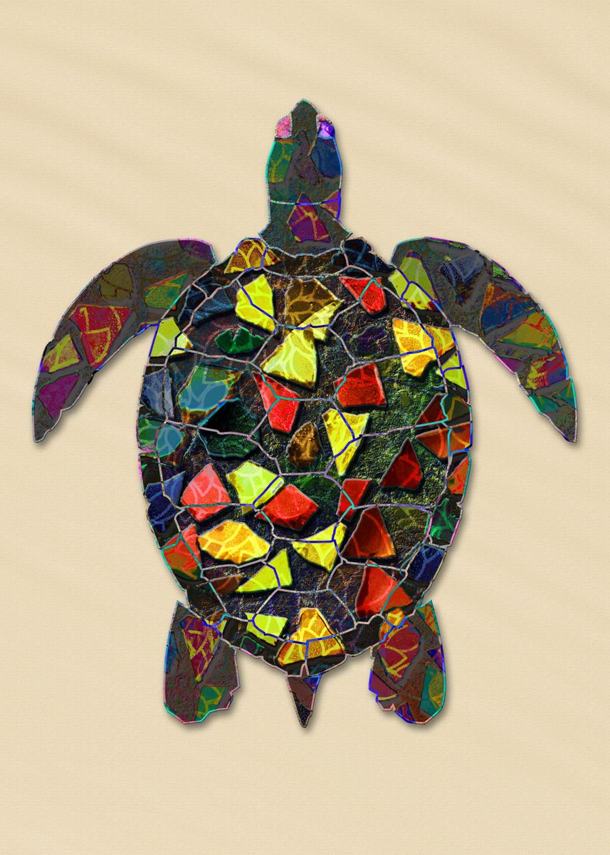 'Mosaic Animal - The Turtle' Poster, picture, metal print, paint by ...