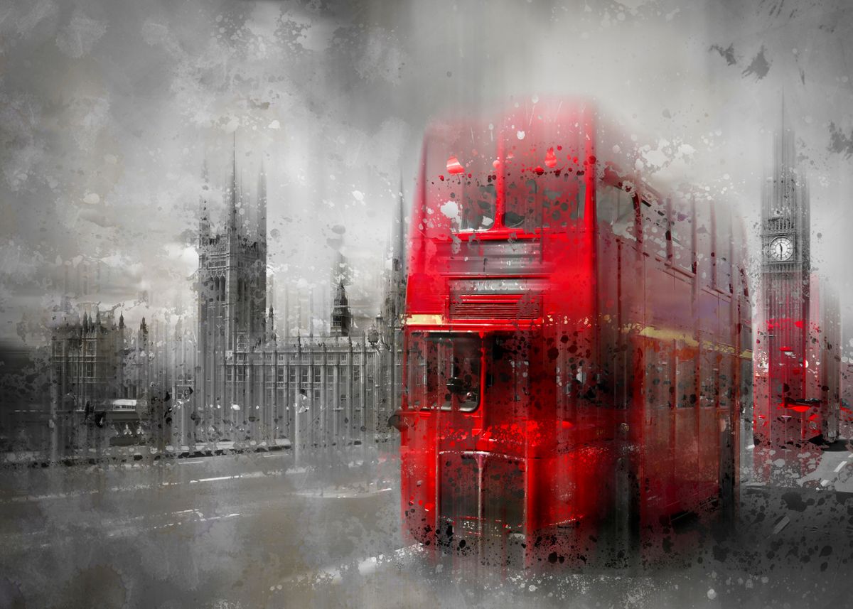 'City-Art LONDON Red Buses' Poster by Melanie Viola | Displate