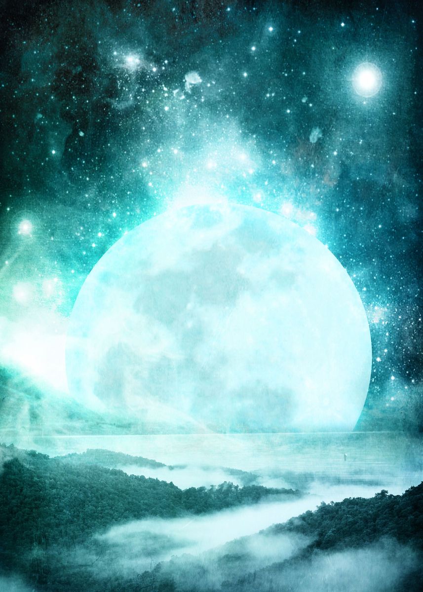'A Moon So Bright' Poster, picture, metal print, paint by Diogo ...