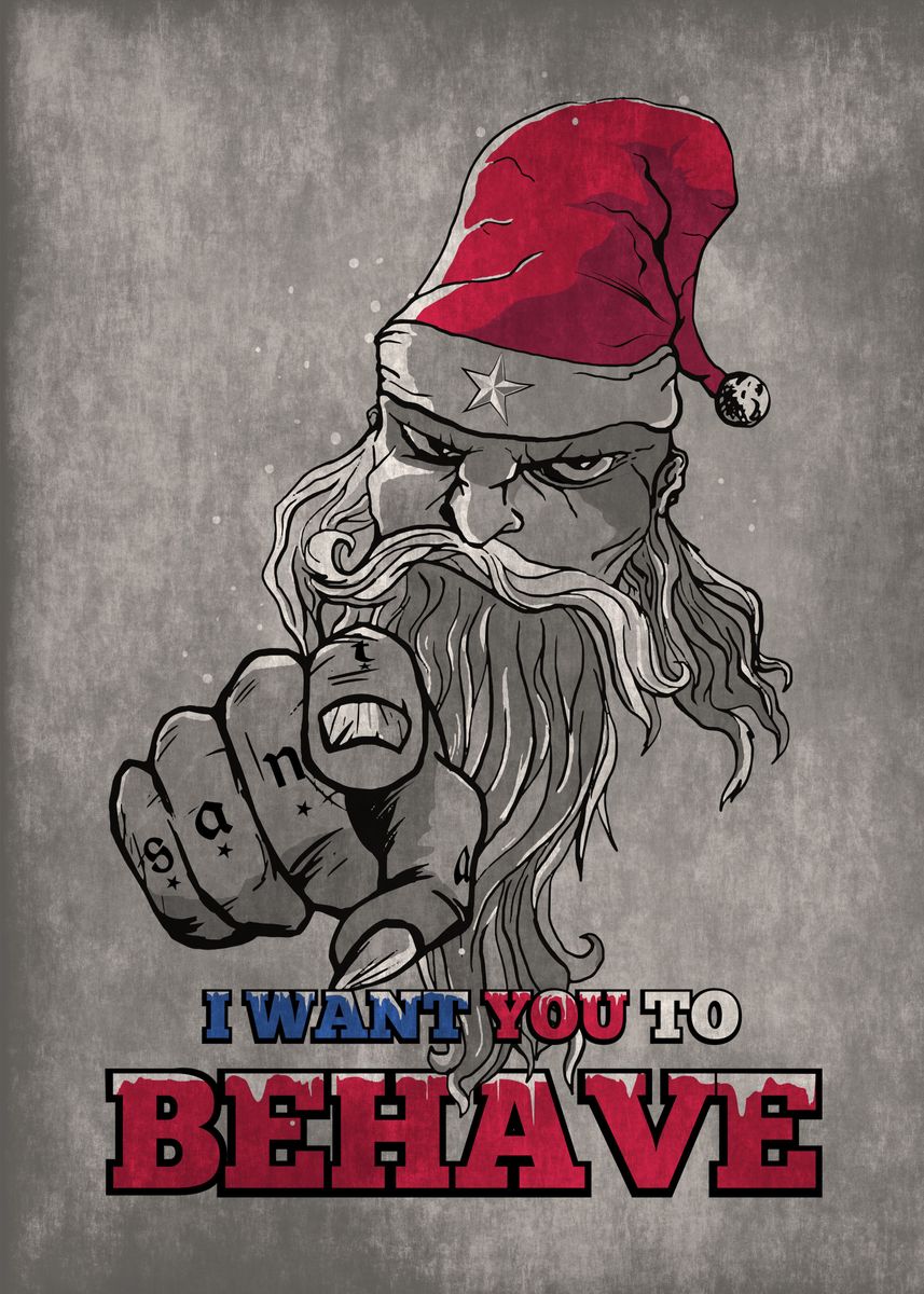 'Uncle Santa' Poster, picture, metal print, paint by Martin Ivanov ...