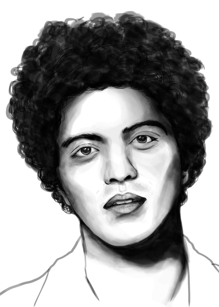 'Bruno Mars - Digital Portrait' Poster, picture, metal print, paint by ...