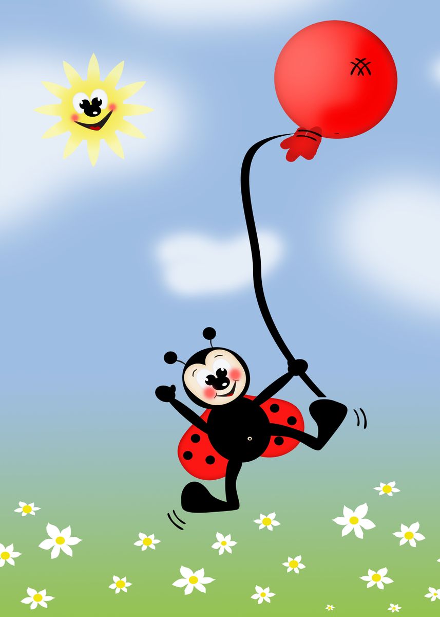 'Funny Ladybug CB' Poster, picture, metal print, paint by Claudia ...
