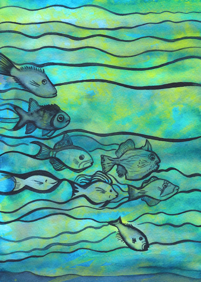 'The Follow Me Fish' Poster, picture, metal print, paint by Angela ...