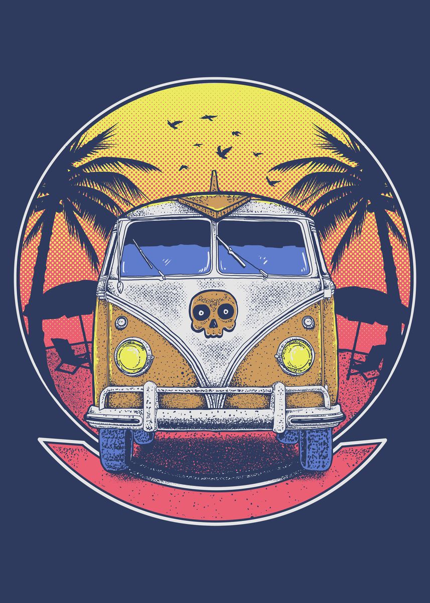'Beach Van' Poster by Harry Fitriansyah | Displate
