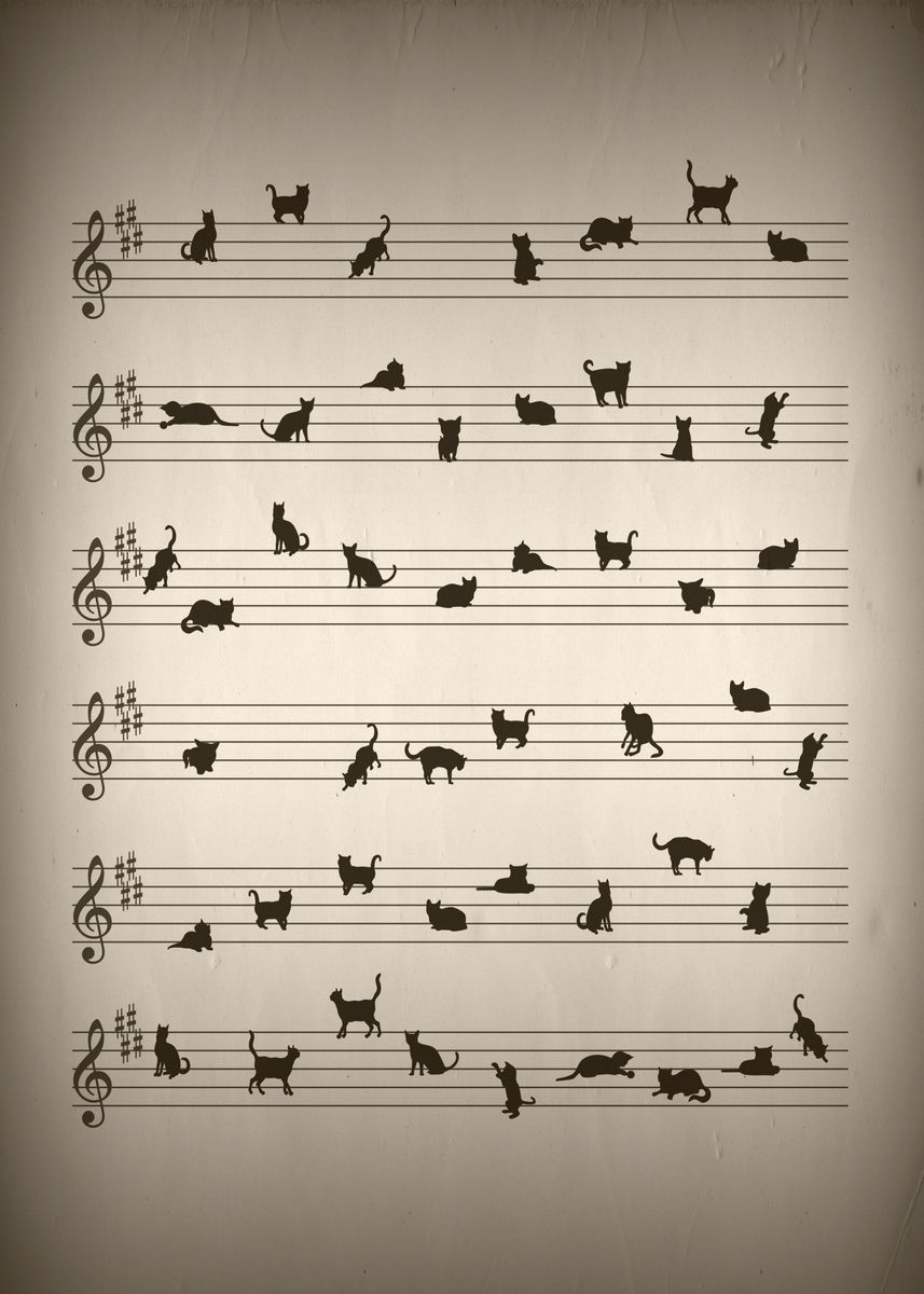 'Cat song, music made out of cats!' Poster, picture, metal print, paint ...