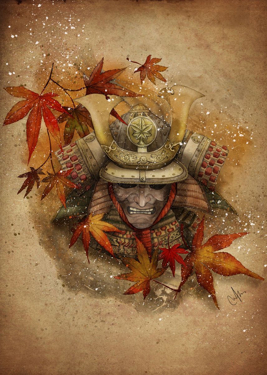 'Late autumn samurai' Poster, picture, metal print, paint by Marine ...