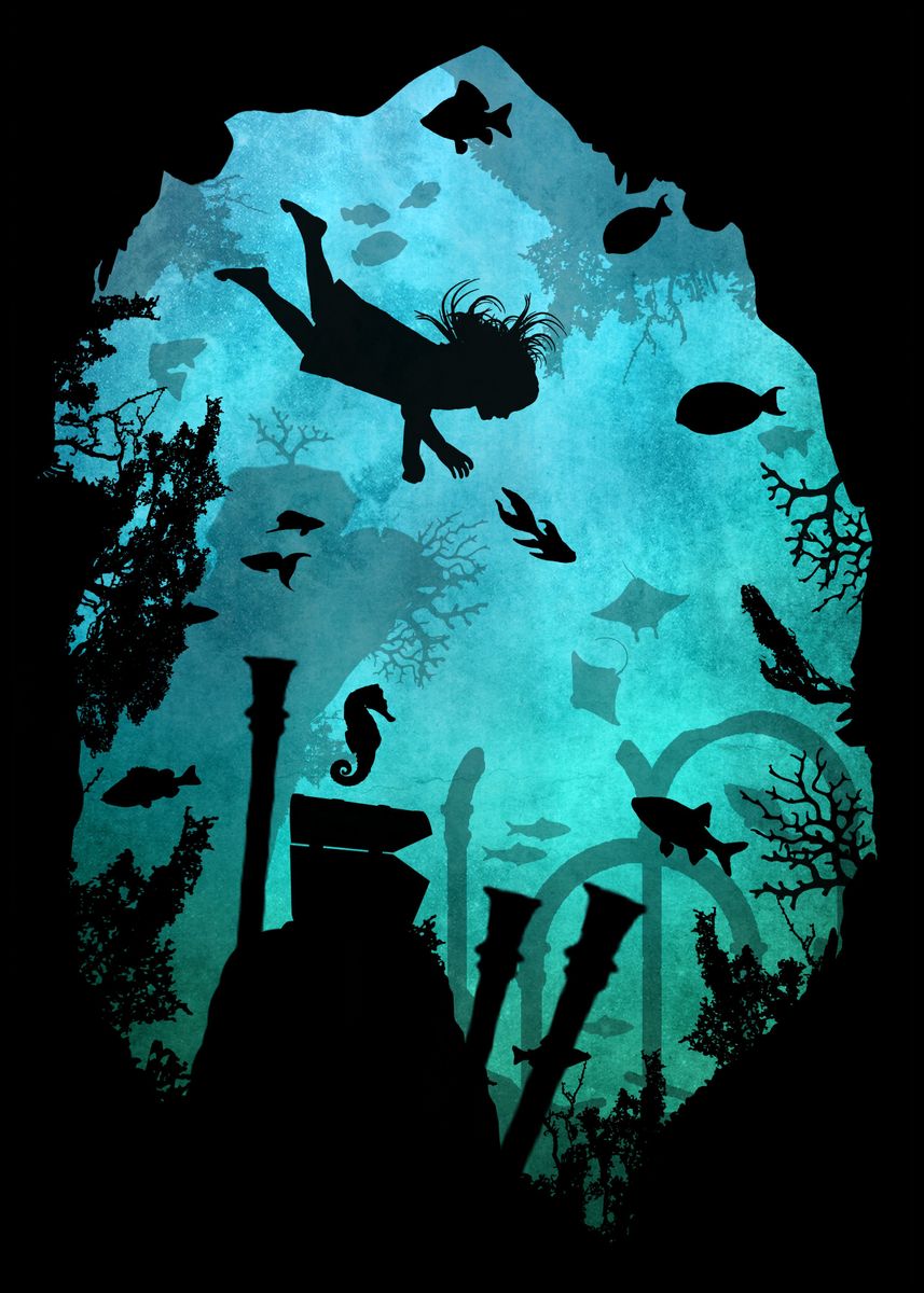 'Seaworld (dark version)' Poster, picture, metal print, paint by Diogo ...