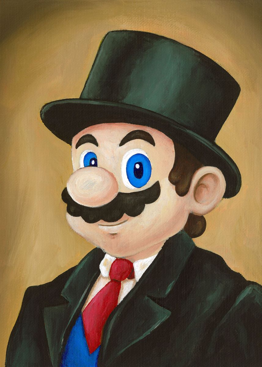 'Dapper Mario' Poster, picture, metal print, paint by Katie Clark ...