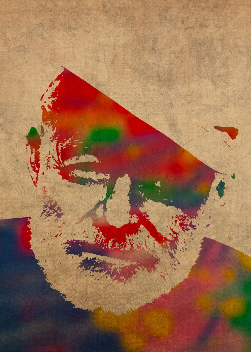 'Ernest Hemingway Watercolor Portrait' Poster, picture, metal print ...
