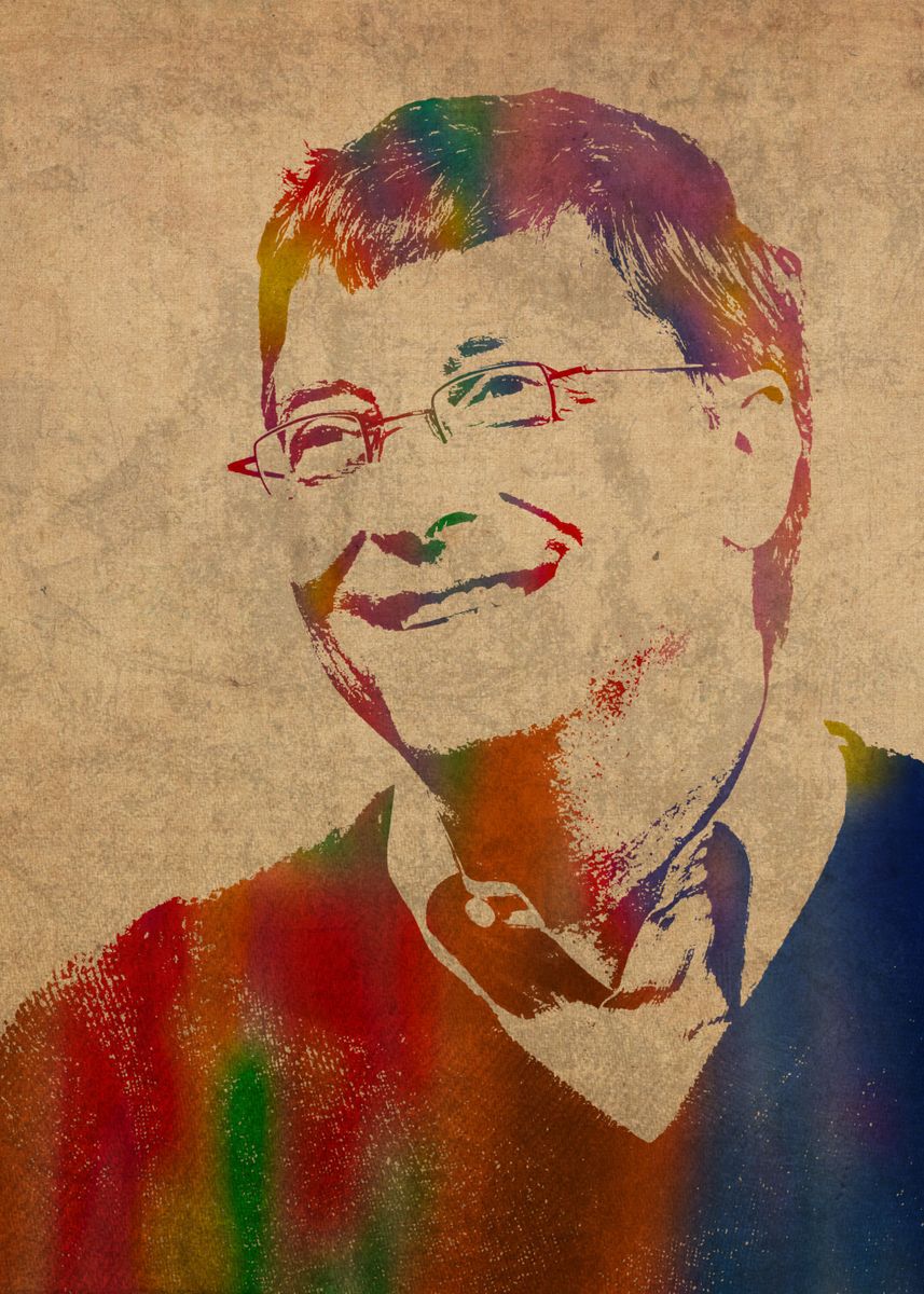 'Bill Gates Watercolor Portrait' Poster by Design Turnpike | Displate
