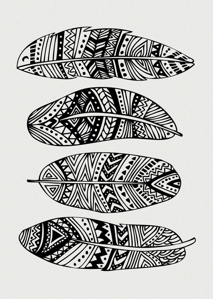 'Tribal Feathers' Poster by Pom Graphic Design | Displate