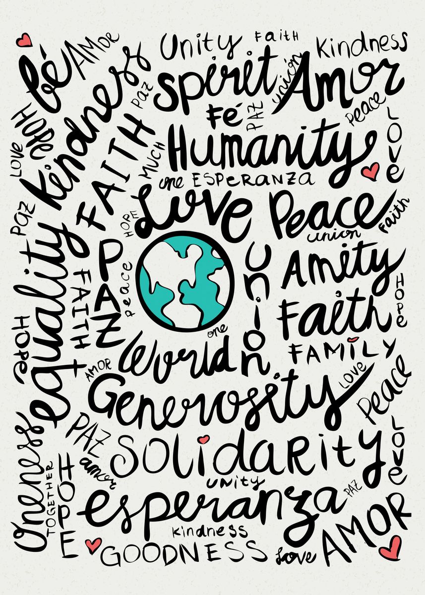 'World Positive Messages' Poster, picture, metal print, paint by Pom ...