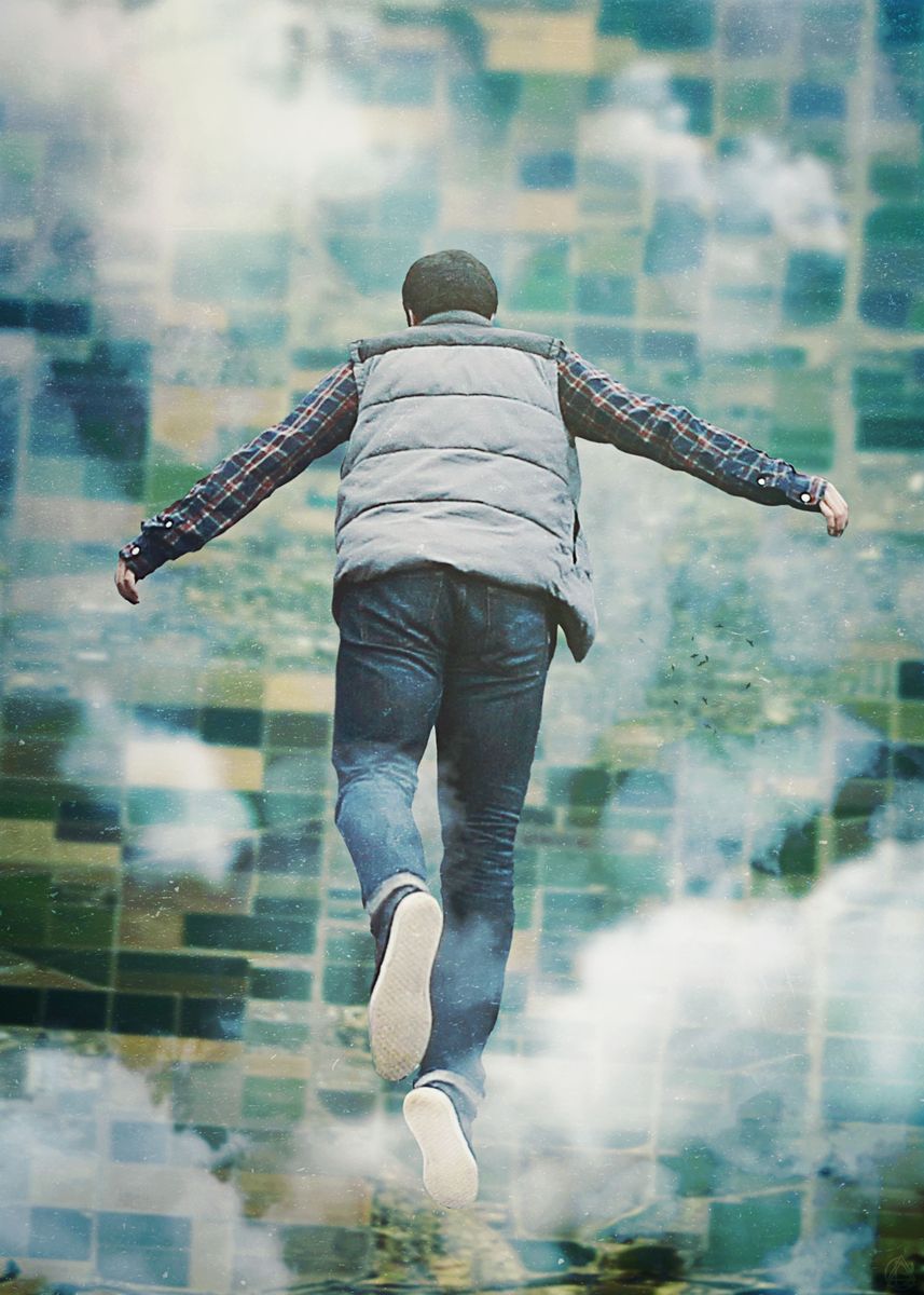 'Falling up' Poster, picture, metal print, paint by seam less | Displate