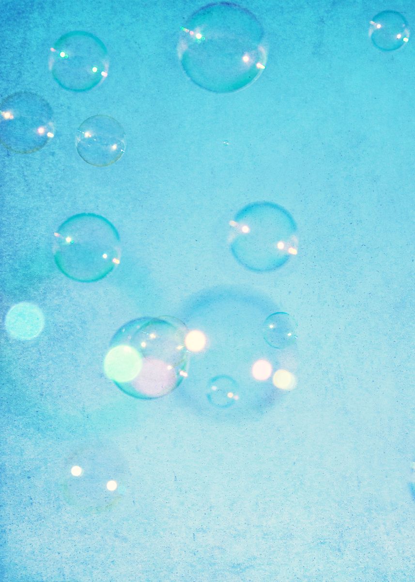 'Baby Blue Bubbles' Poster, picture, metal print, paint by Sylvia ...
