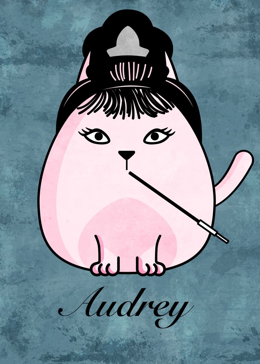'Audrey the Cat' Poster, picture, metal print, paint by Giordano Aita ...