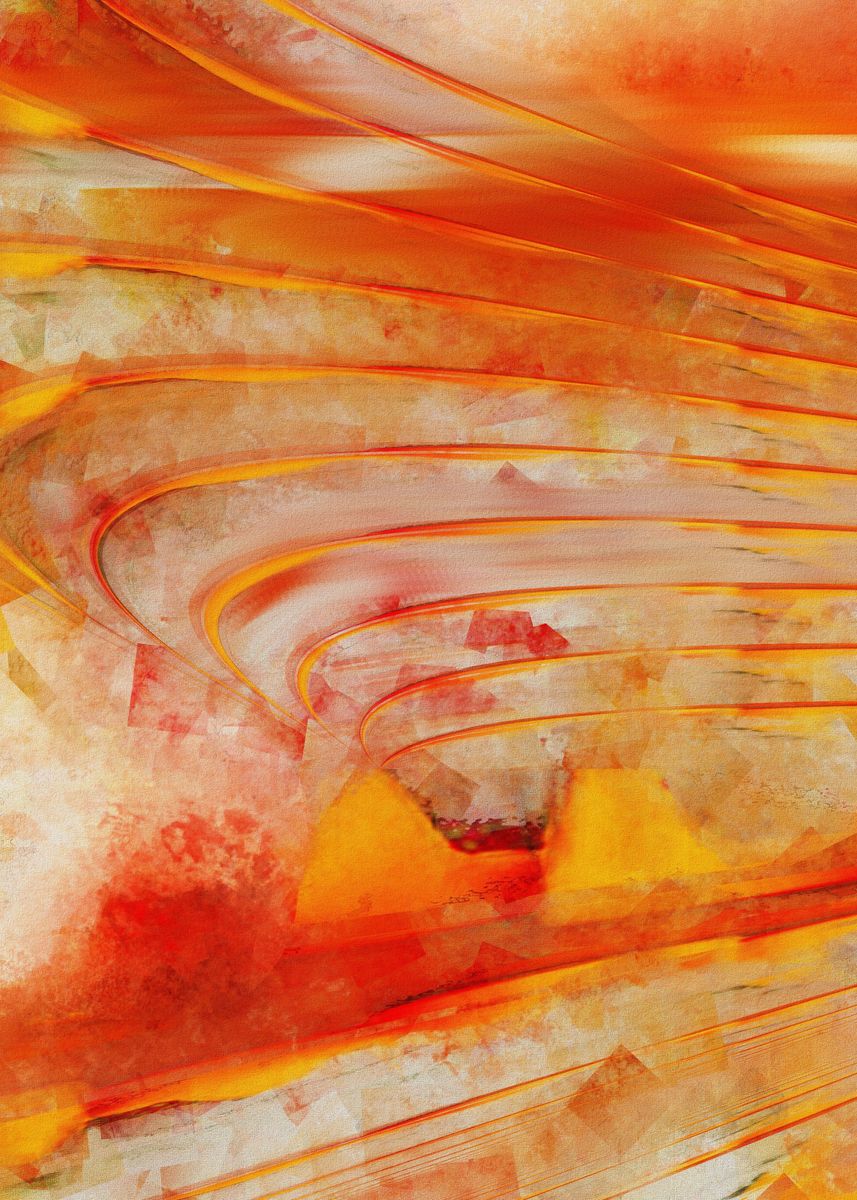 'Abstract cubism orange and red Version 2' Poster, picture, metal print ...