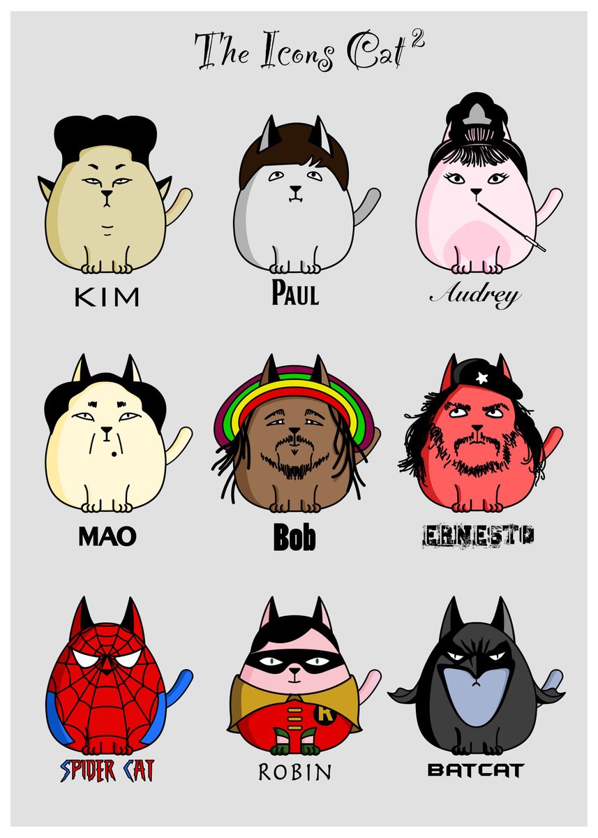 'The Icons Cat 2' Poster, picture, metal print, paint by Giordano Aita ...
