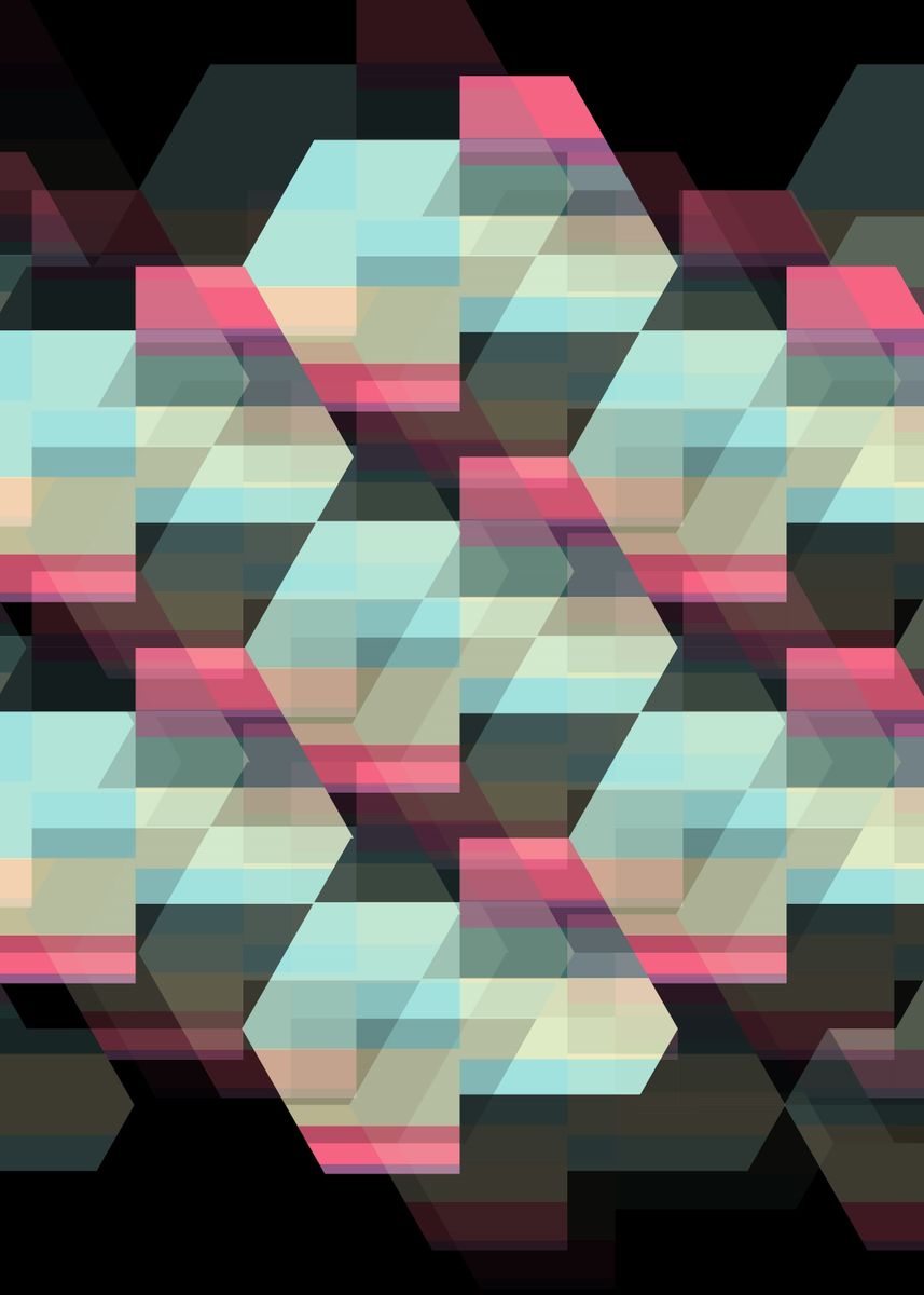 'Hexagon ' Poster, picture, metal print, paint by Susana Paz | Displate