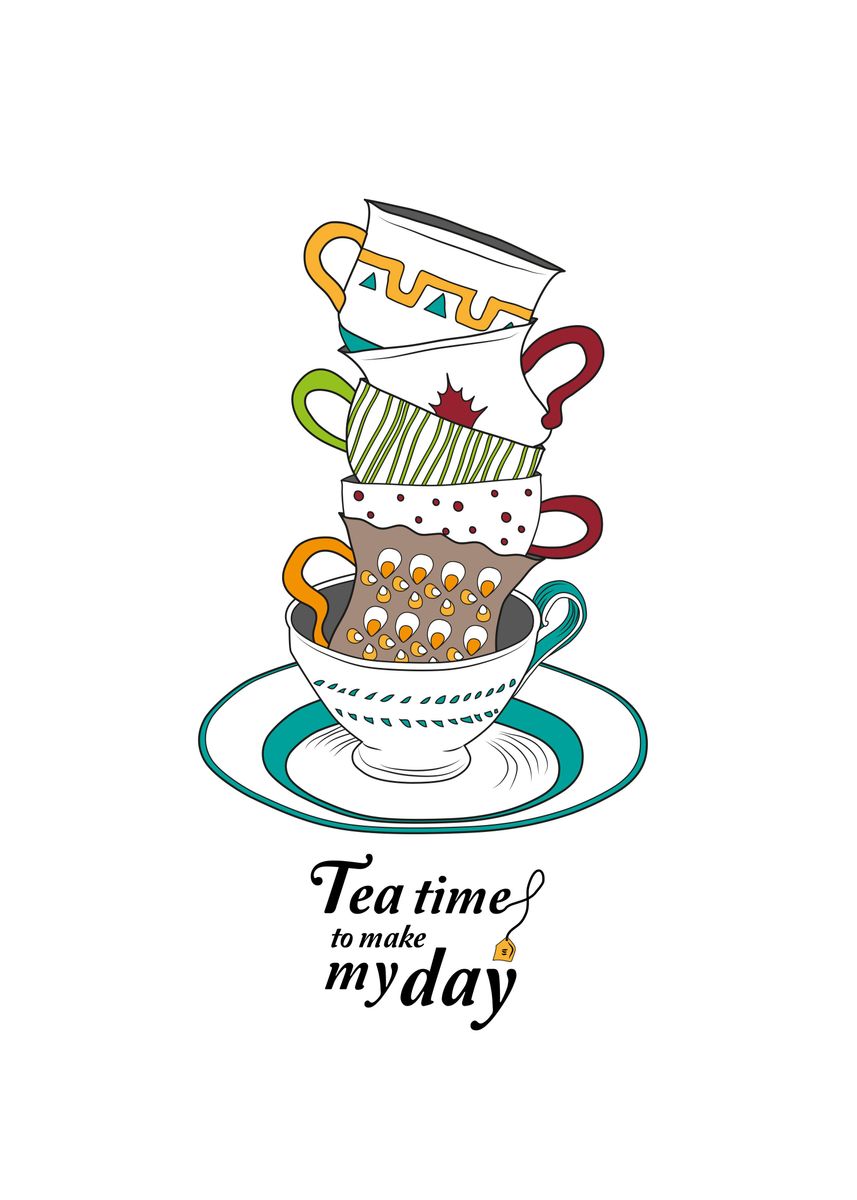 'Tea time!' Poster, picture, metal print, paint by Noel delMar | Displate