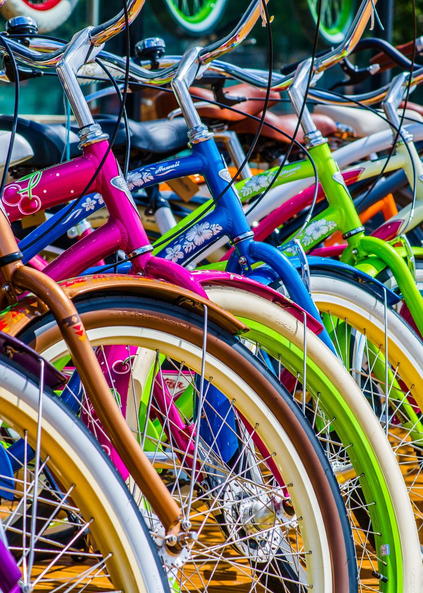 'Colorful Bicycles' Poster, picture, metal print, paint by Art Ofphotos ...