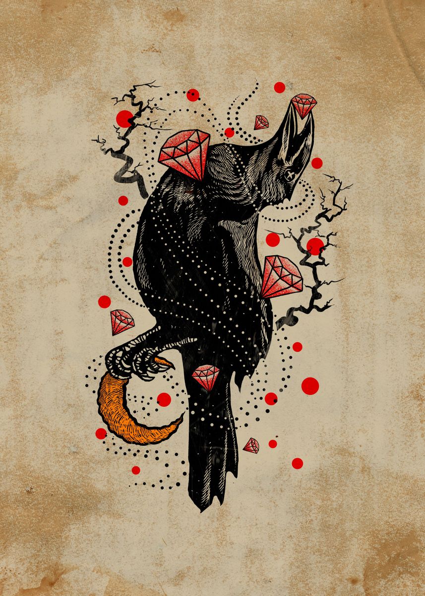 'crow diamond' Poster by Tofan barmalisi | Displate