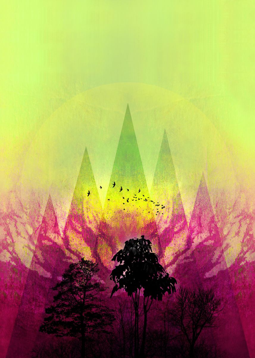 'TREES under MA MO V-2b1' Poster, picture, metal print, paint by Pia ...