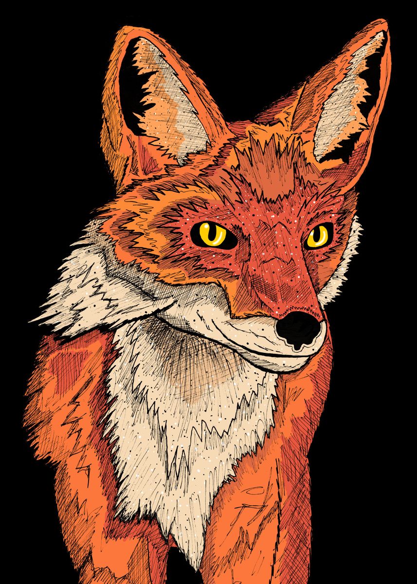 'Mr Fox' Poster, picture, metal print, paint by Steve Wade | Displate