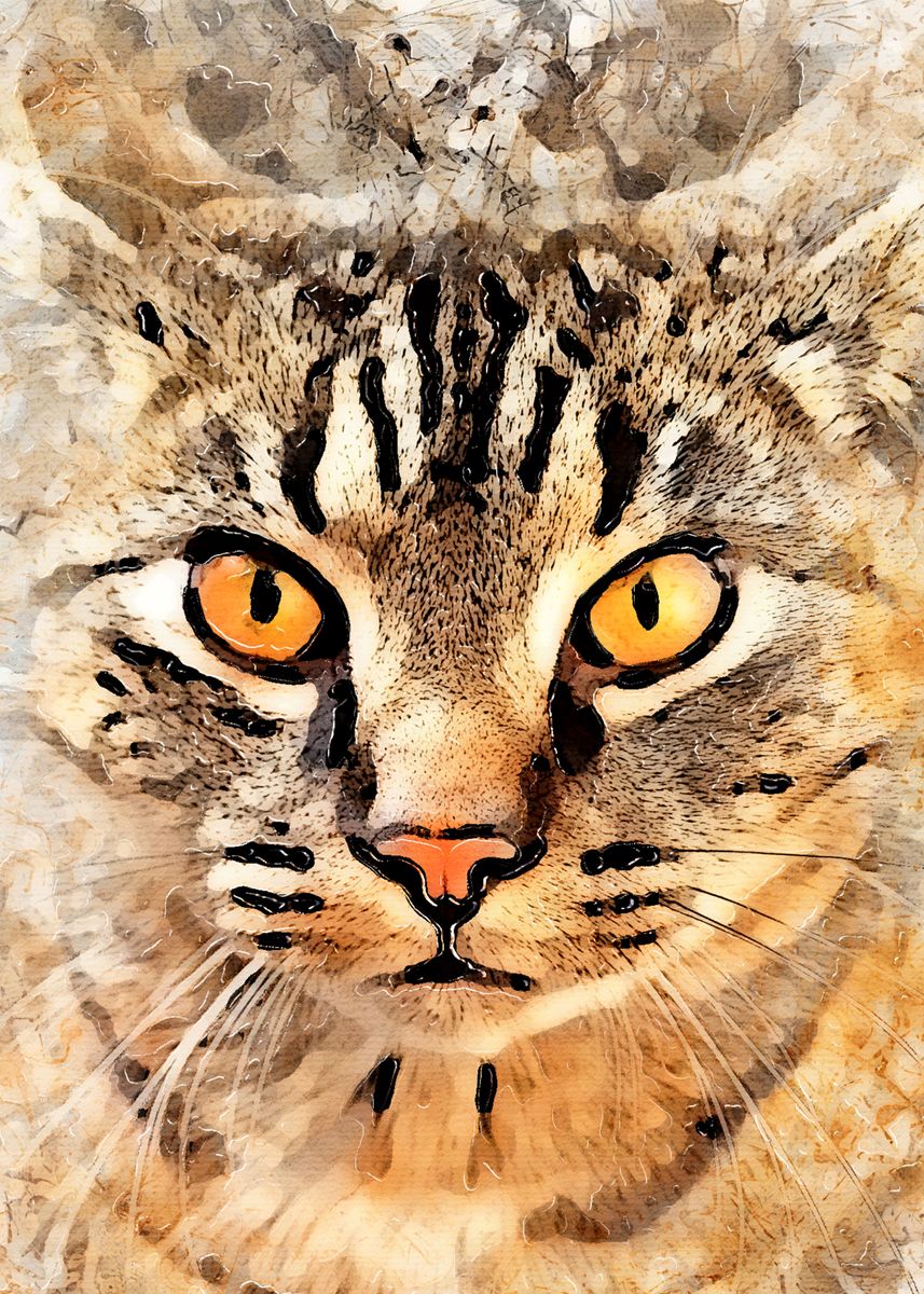 'Cat Max' Poster, picture, metal print, paint by JBJart Justyna Jaszke ...