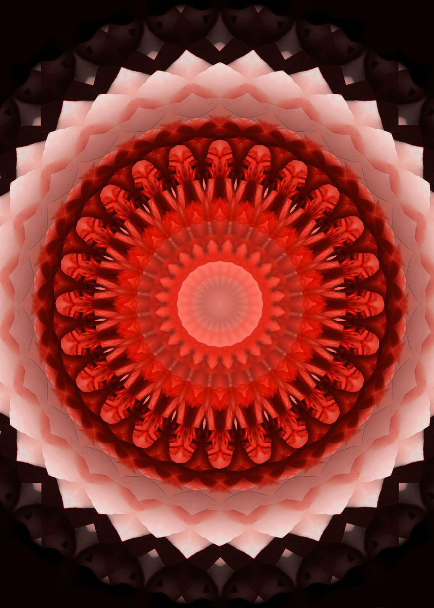 'Mandala with brown and red shields motiff' Poster, picture, metal ...