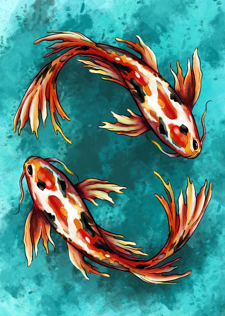 'Fish Wave' Poster, picture, metal print, paint by Lou Patrick Mackay ...