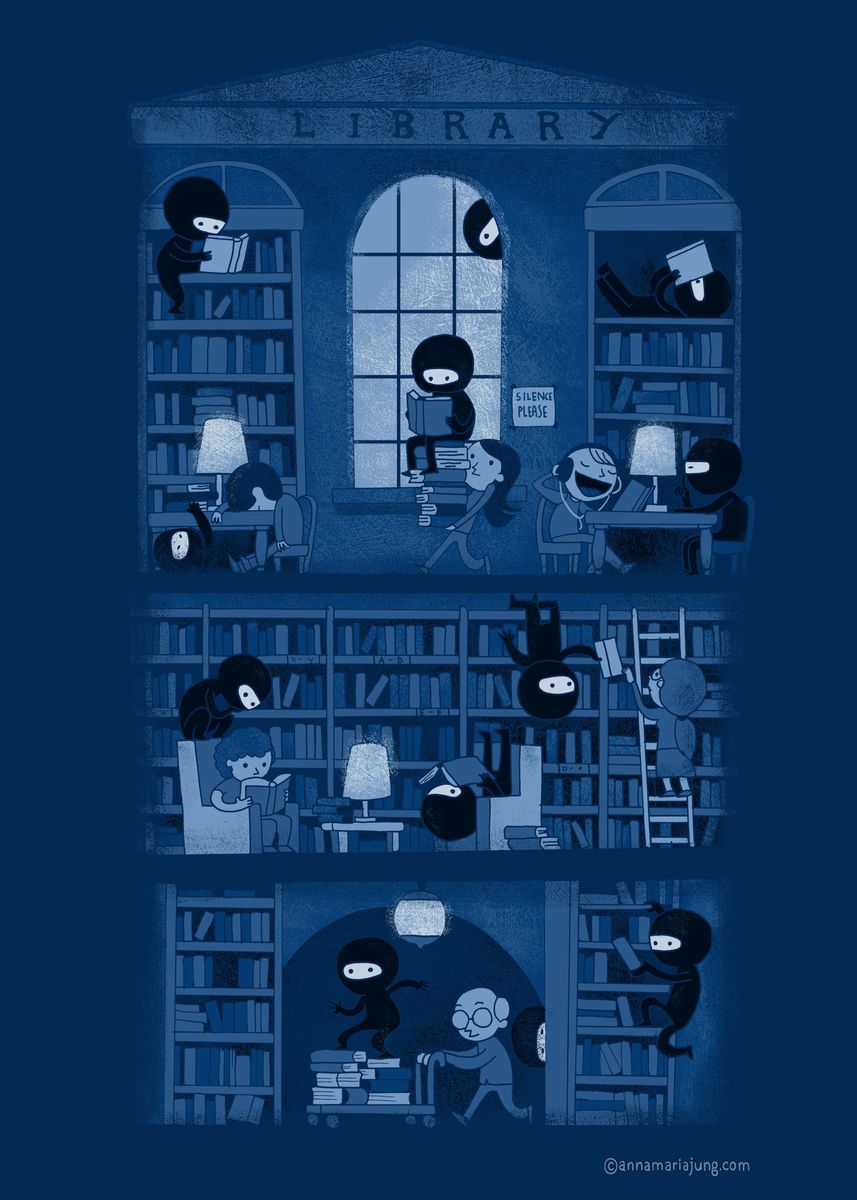 'Ninjas are perfect for libraries' Poster by Anna Maria Jung | Displate