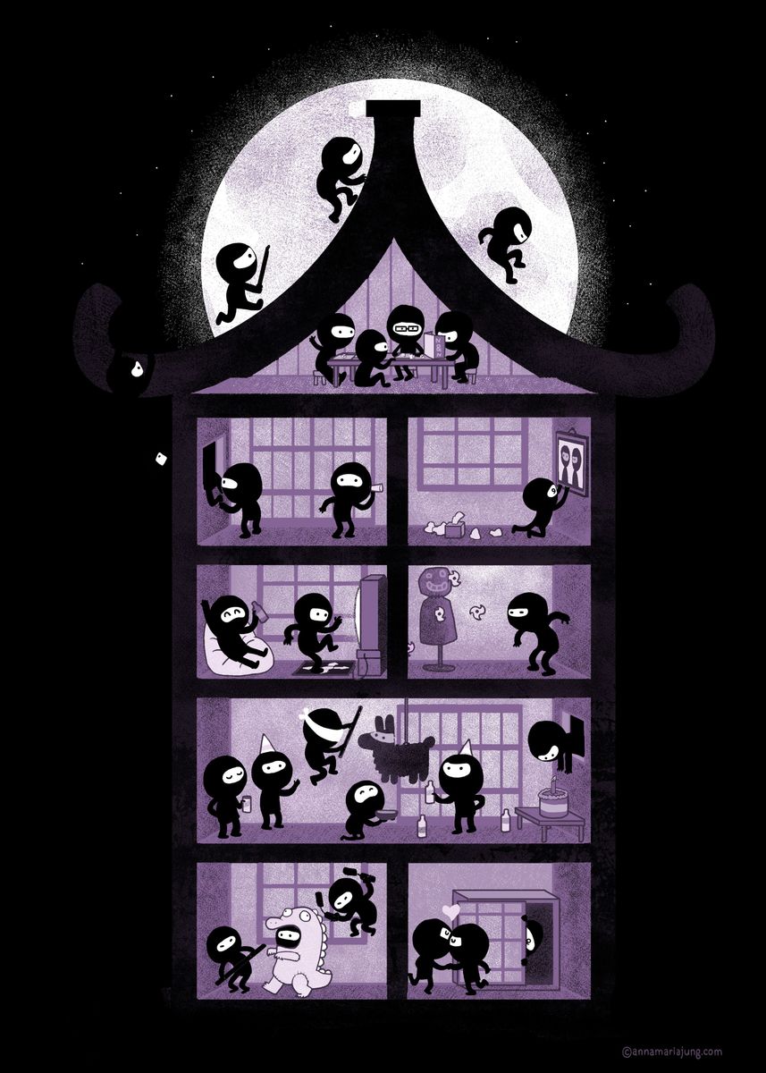 'A House full of Ninjas' Poster, picture, metal print, paint by Anna ...